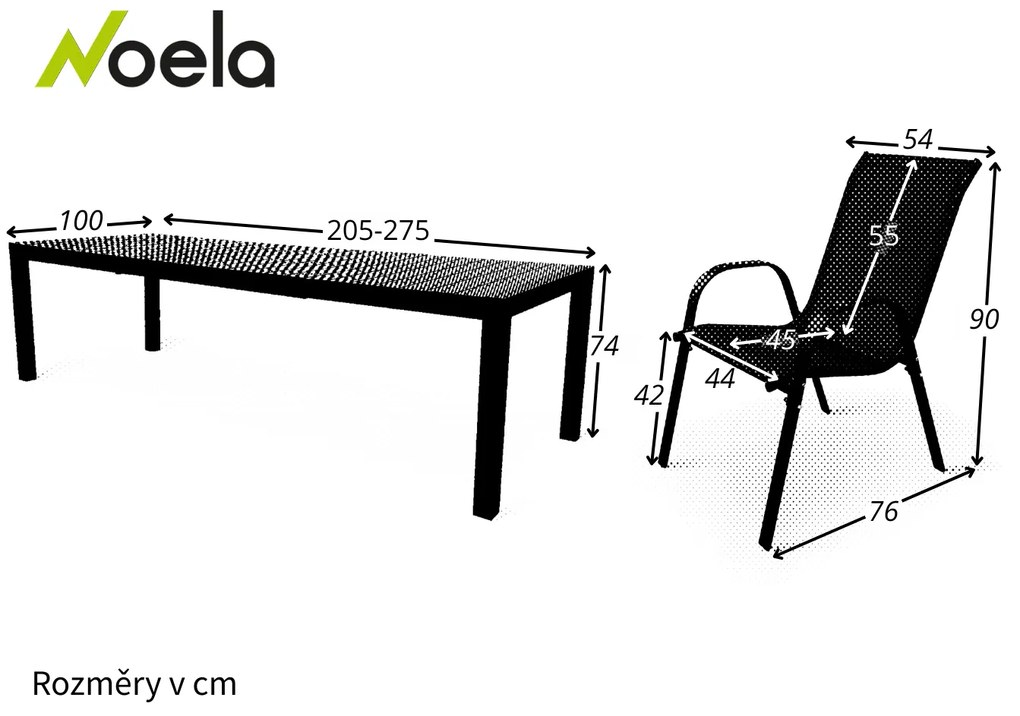 Noela Zahradní jídelní set Grande Pasto + 8x kovová židle Ramada