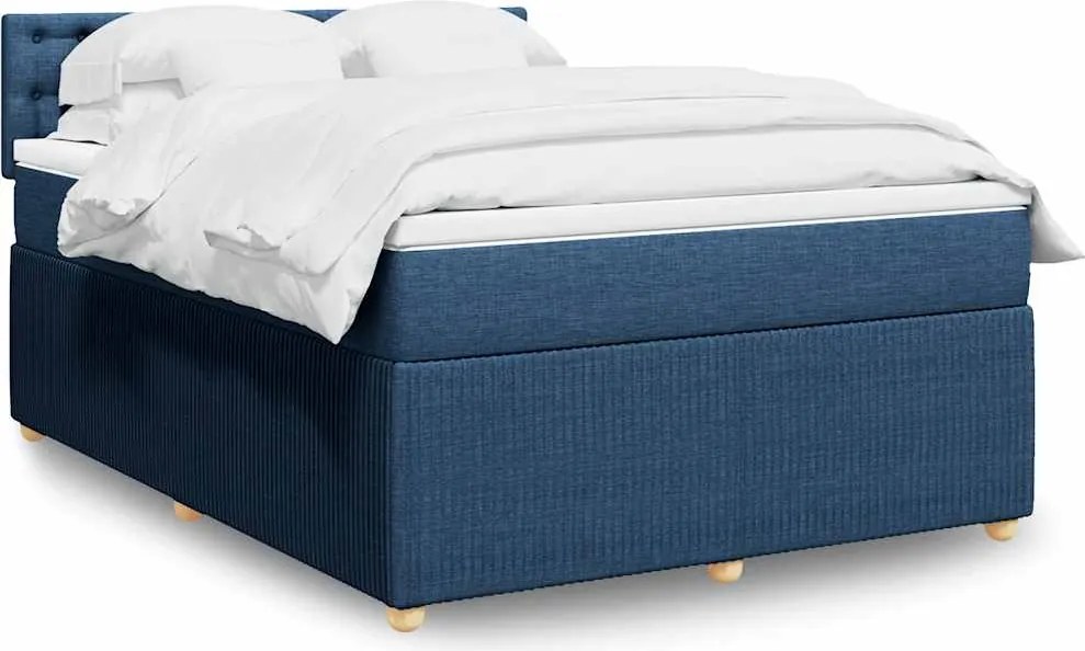 Box spring postel s matrací modrá 140x190 cm textil 3289771