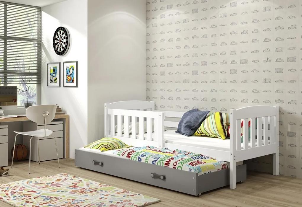 Expedo Dětská postel FLORENT P2 + matrace + rošt ZDARMA, 80x190, bílý, grafitová