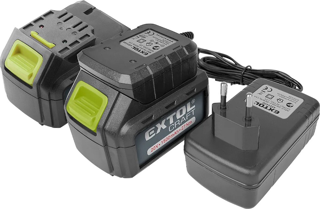EXTOL CRAFT Aku vrtací šroubovák 20 V, Li-ion 2 × 1 500 mAh 402440