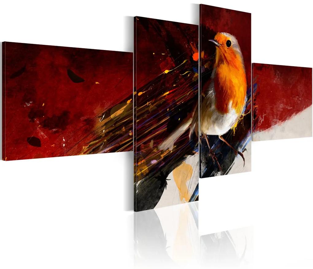 Obraz - Oranžový ptáček - 200x90
