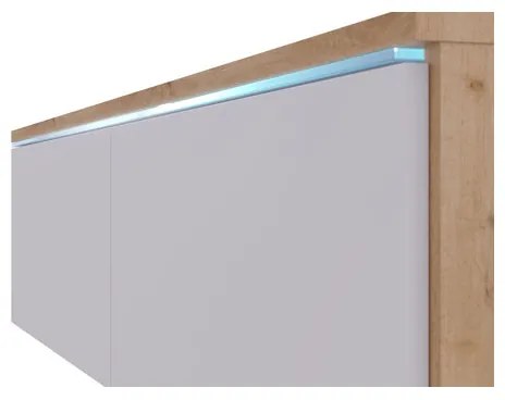 TV stolek/skříňka Dlone 140 MDF, Barva: černý grafit / černá rybí kost, Osvětlení: osvětlení LED - bílé