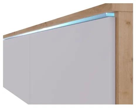 TV stolek/skříňka Dlone 140 MDF, Barva: czarny grafit / jodełka czarny, Osvětlení: osvětlení LED - bílé