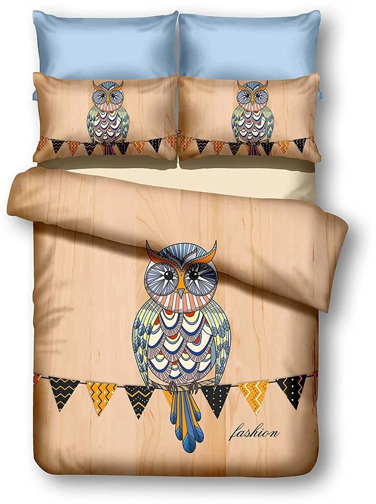 Sada povlečení DecoKing Owls béžovo-hnědá