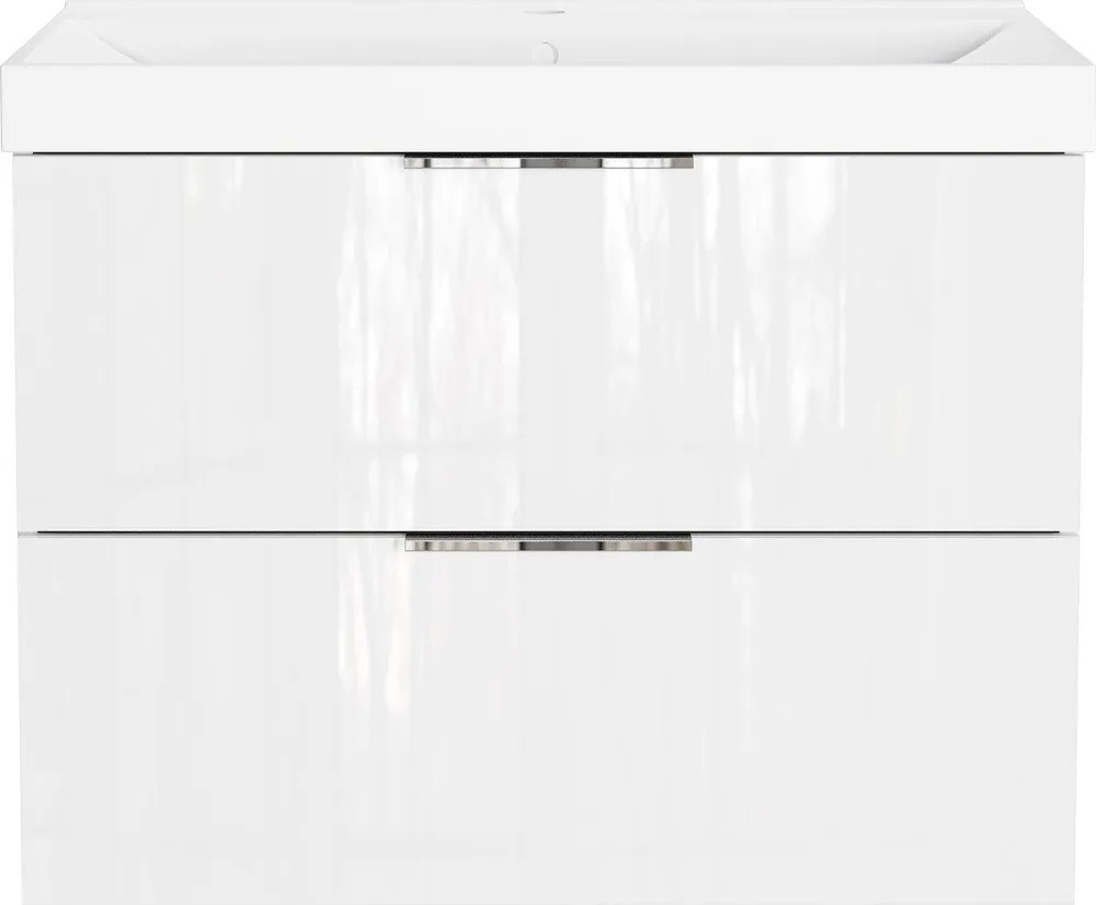 Bílá lesklá závěsná skříňka pod umyvadlo 81x65 cm Celano – Germania