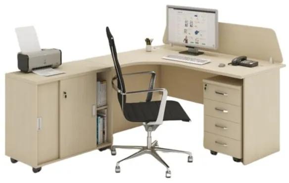 Sestava kancelářského nábytku MIRELLI A+, typ F, levá, bříza