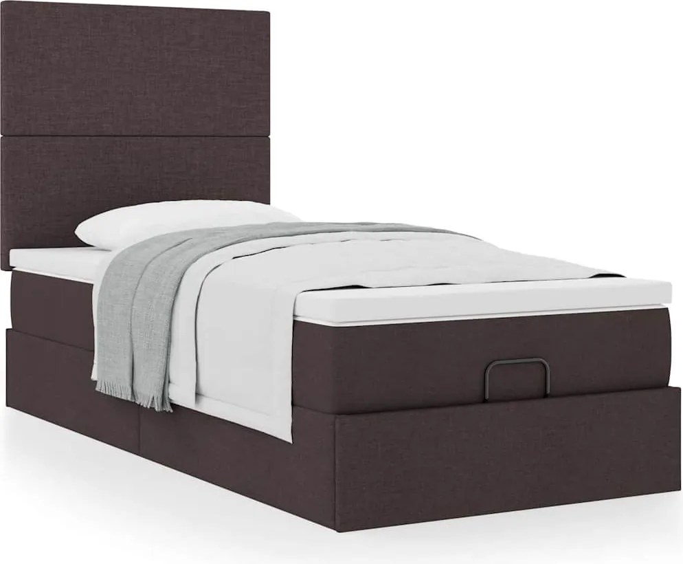 Osmanský rám postele s matrací tmavě šedá 90x190cm textil 3313039