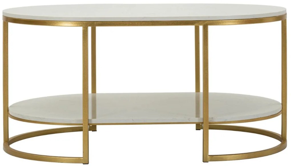 Designový konferenční stolek Bannister 90 cm bílý / zlatý