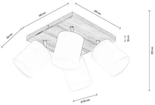 Spot-Light DO56844474 - Stropní bodové svítidlo APRILLIA 4xE27/25W/230V dub/bílá