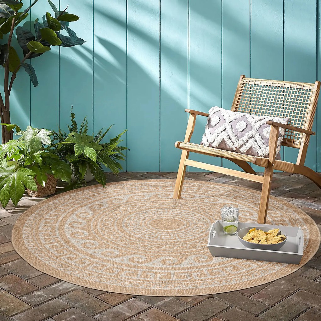 Ayyildiz, Kusový koberec Comilla 887 Beige kruh, 120x120 (průměr) kruh, béžová, chodba / předsíň