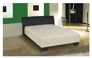 Manželská postel, ekokůže černá/bílé lamino, 180x200, TALIA