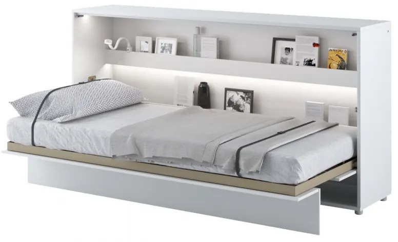 Sklápěcí postel BC-06 90x200 Bed Concept, Barva: bílá / bílý lesk, Osvětlení: bez osvětlení, LED světlo s USB: jedno LED světlo s USB