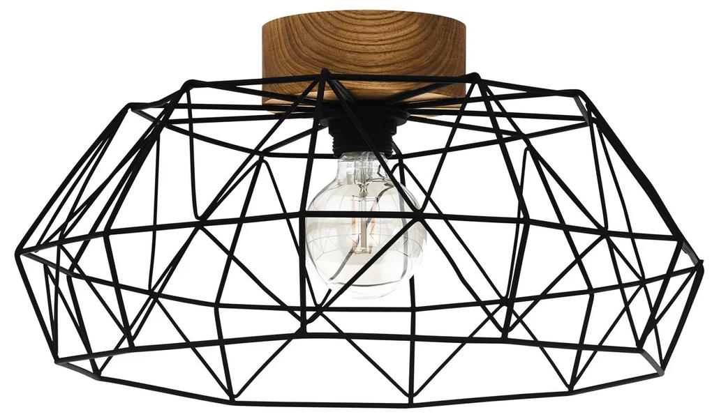 Eglo 43363 PADSTOW - Originální stropní svítidlo v kombinaci černé oceli a světlého dřeva, E27, ø 45,5cm