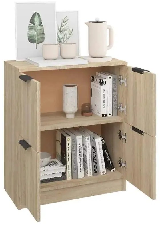 Komoda, 4 dvířka, dřevo, dub sonoma, NoBi KOALA