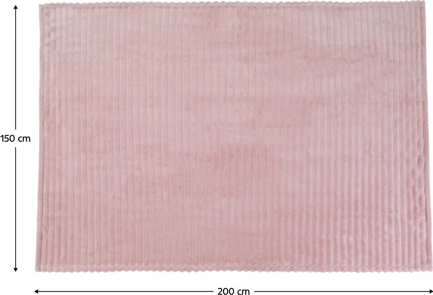 Plyšová pruhovaná deka, růžová, 150x200, ORVIN