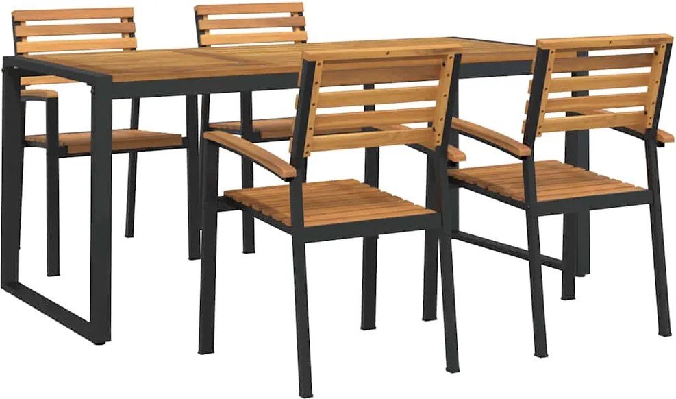 5dílný zahradní jídelní set masivní akáciové dřevo a kov 3155410