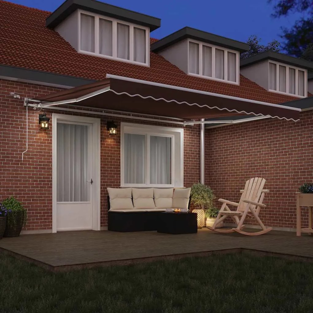 Automatická zatahovací markýza s LED hnědá 400 x 300 cm 3215380