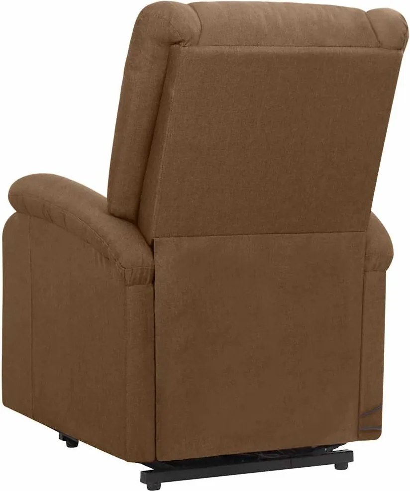 Zvedací masážní křeslo hnědé textil 329713