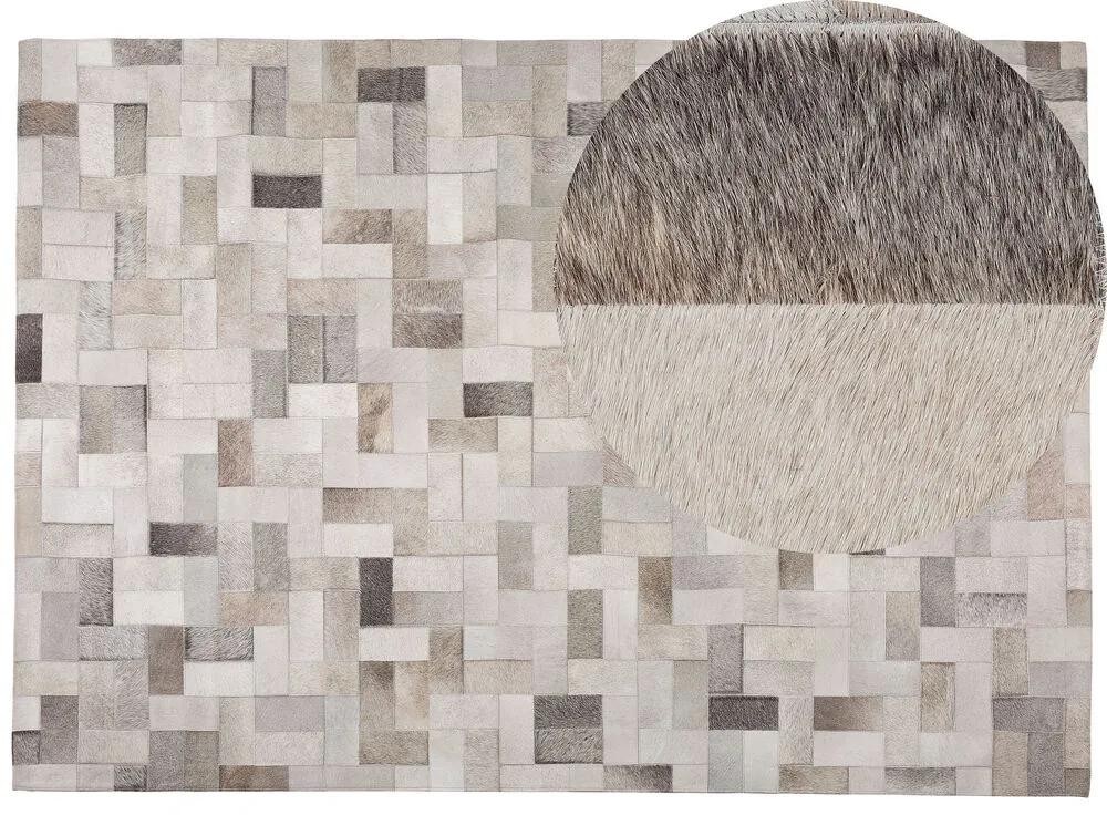 Šedo-béžový kožený koberec 160x230 cm KORFEZ Beliani