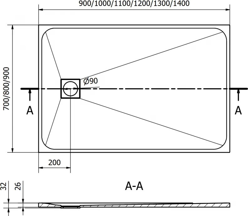 Mexen Bert, SMC obdélníková sprchová vanička 130 x 90 cm, bílá, 4K109013
