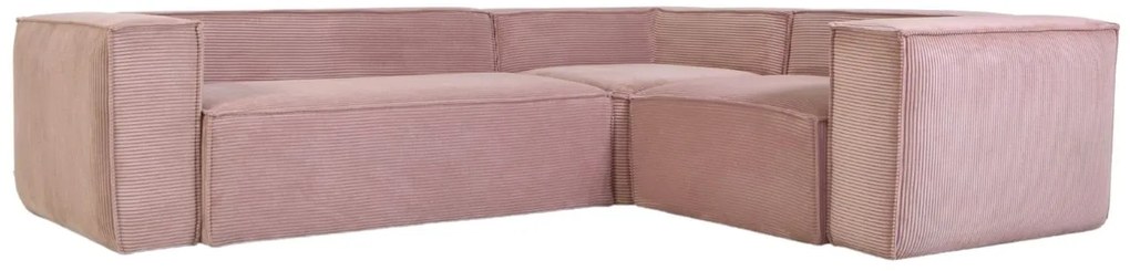 Růžová manšestrová rohová pohovka Kave Home Blok 290 cm, pravá