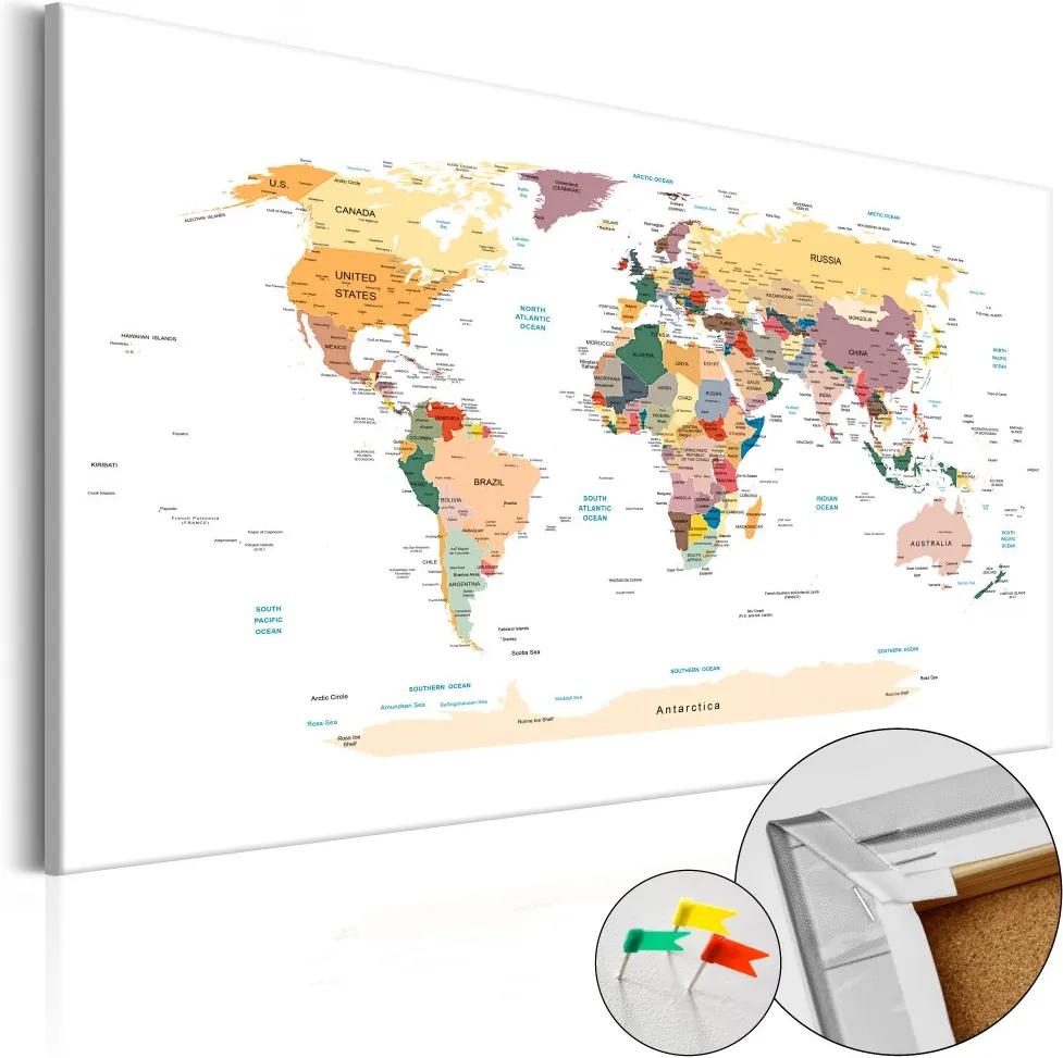 Bimago Obraz na korku - World Map 60x40 cm