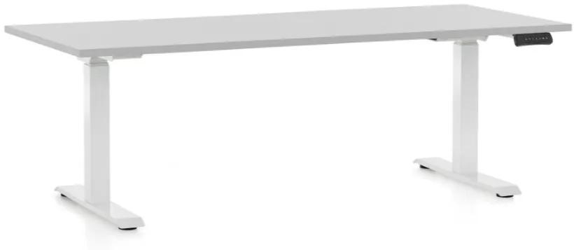 Výškově nastavitelný stůl OfficeTech D, 180 x 80 cm - bílá podnož Barva: Dub
