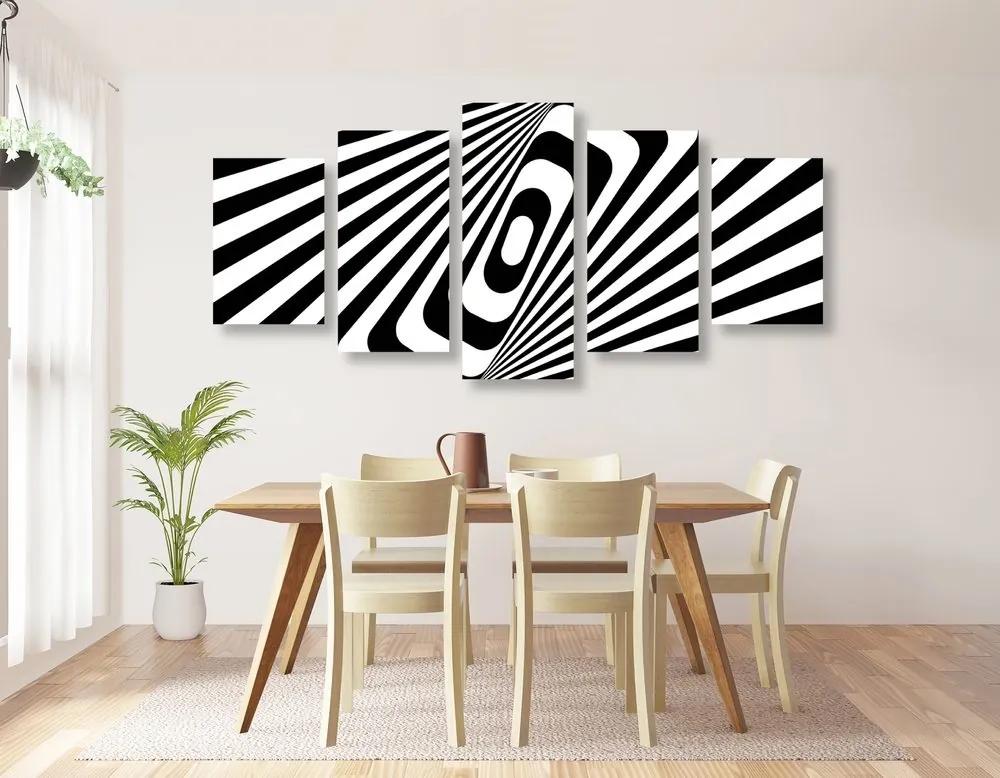 5-dílný obraz černobílá iluze - 200x100 cm