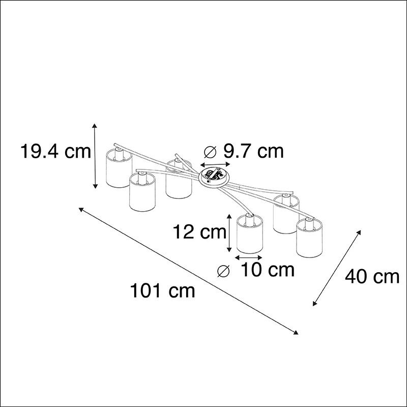 Moderní stropní svítidlo černé 6-světlo - Lofty