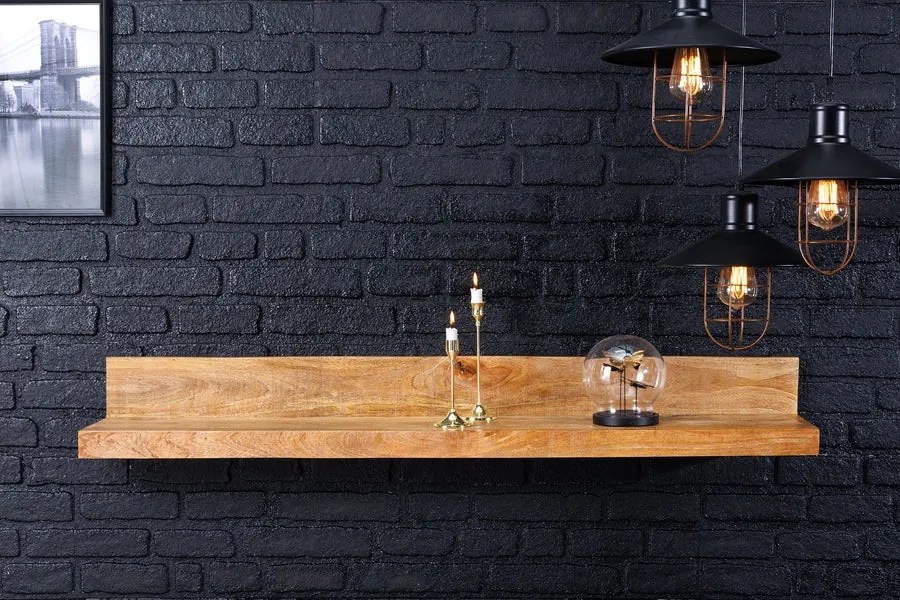 Designová nástěnná police Elegant 80 cm mango