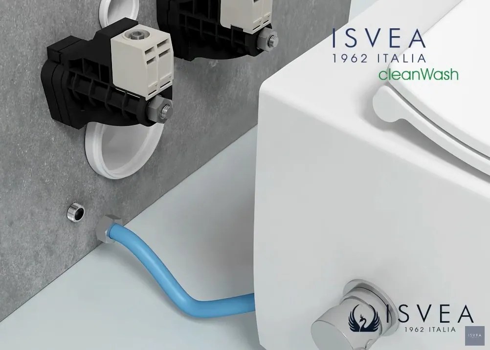 Isvea Infinity závěsná WC mísa 36,5 x 53 cm Rimless integrovaný ventil a bidet. sprška bílá 10NFS1001I