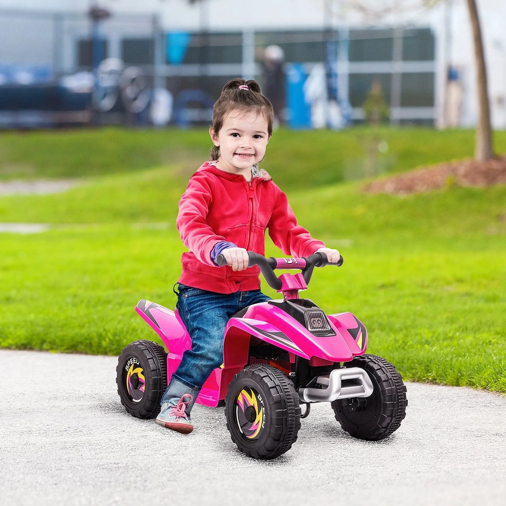 HOMCOM Elektrický čtyřkolový vůz pro děti 18-36 měsíců Elektrické ATV s možností jízdy vpřed a vzad 6V bateriový pohon 20 kg max. zatížení 72x40x45,5