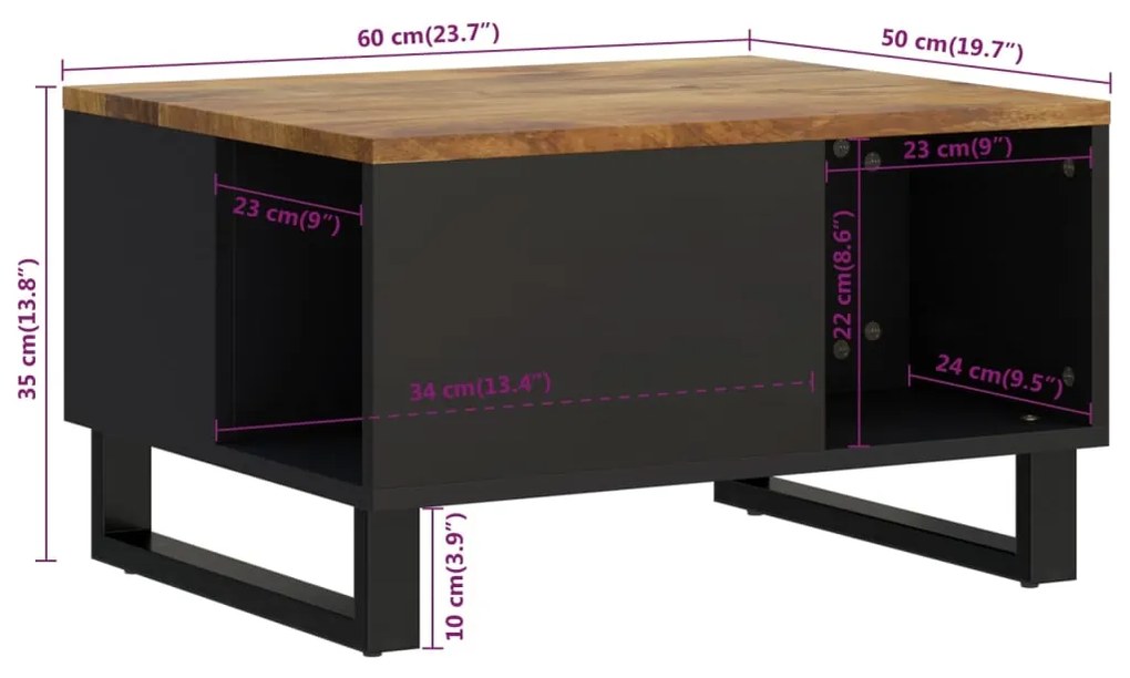 Konferenční stolek 60 x 50 x 35 cm masivní mangovníkové dřevo - Default Title