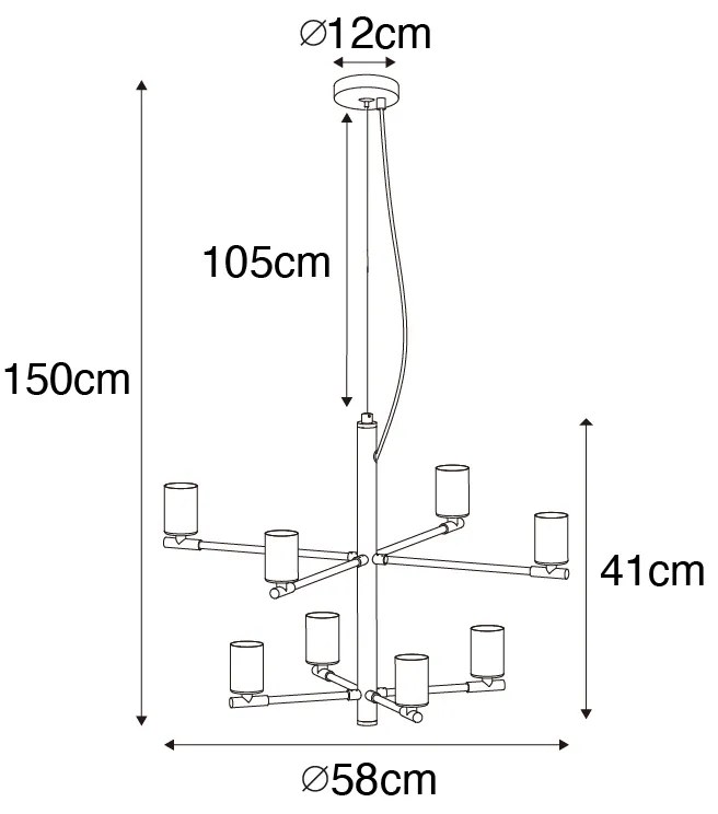 Moderní závěsné svítidlo černé 8-světlo - Osprey