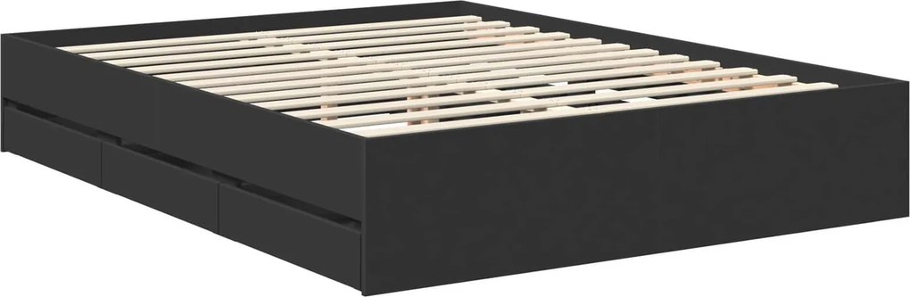 Rám postele se zásuvkou Černý 150 x 200 cm Inženýrské dřevo 3413402