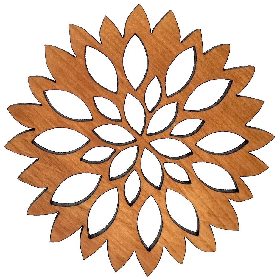AMADEA Dřevěný podtácek kulatý ve tvaru květu, masivní dřevo, průměr 9 cm