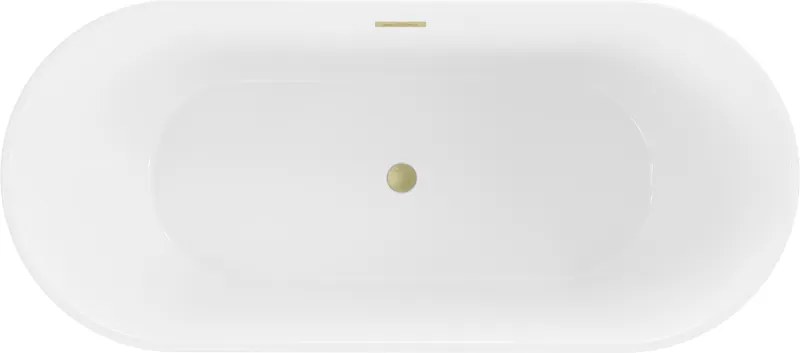 Mexen Flavia, volně stojící vana 150 x 75 cm, bílá-černá, zlatý matný přepad, 54031507575-55