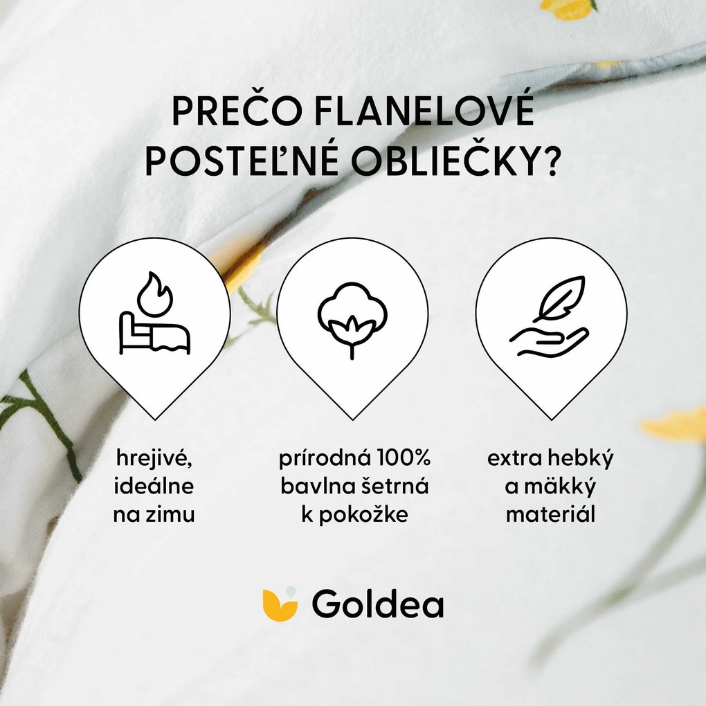 Goldea flanelové povlečení - heřmánek 140 x 200 a 70 x 90 cm