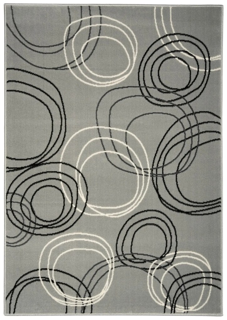 Alfa Carpets, Kusový koberec Circles grey, 190x280, šedá, chodba / předsíň