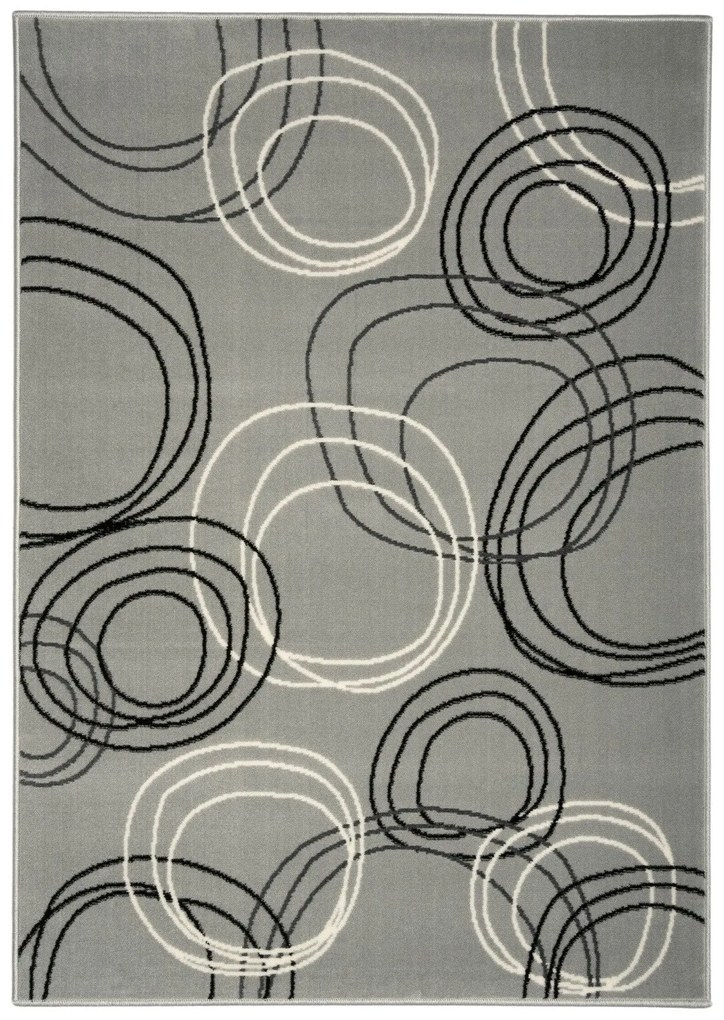 Alfa Carpets, Kusový koberec Circles grey, 120x170, šedá, chodba / předsíň