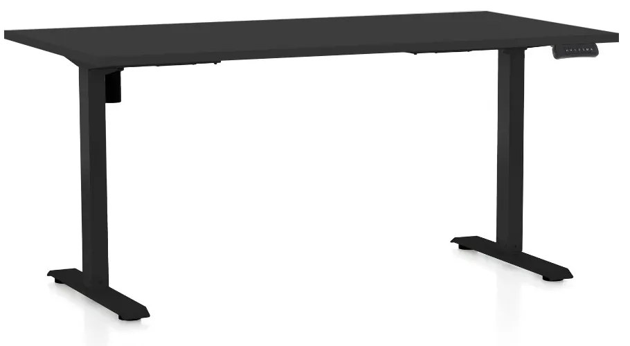 Výškově nastavitelný stůl OfficeTech B, 160 x 80 cm, černá podnož, černá