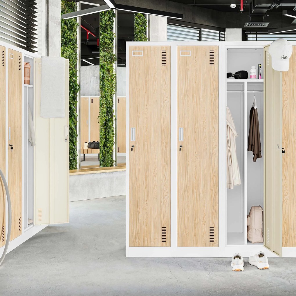 Šatní skříňka pro zaměstnance 4-boxová, bílá/dub sonoma, 800x1800x500 mm: KACPER Eco Design
