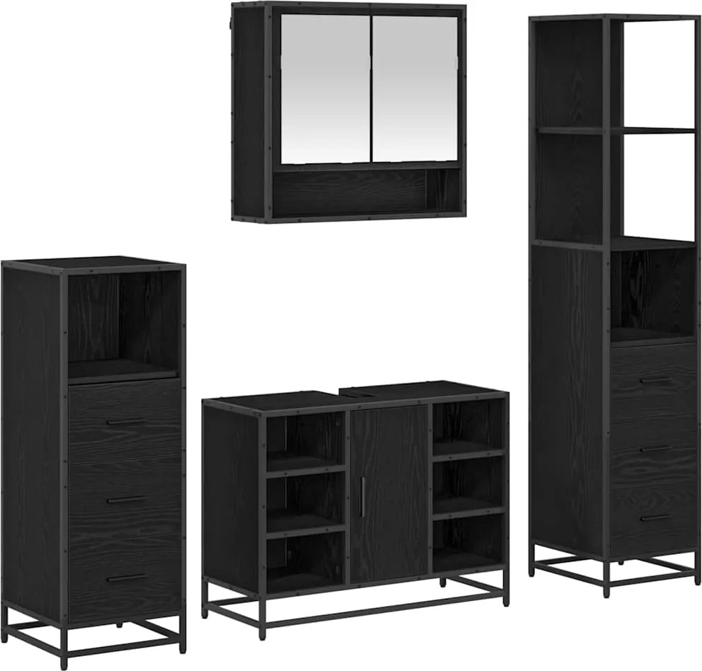 Sada koupelnového nábytku 4 ks Černý dub 80 x 33 x 60 cm 3402338