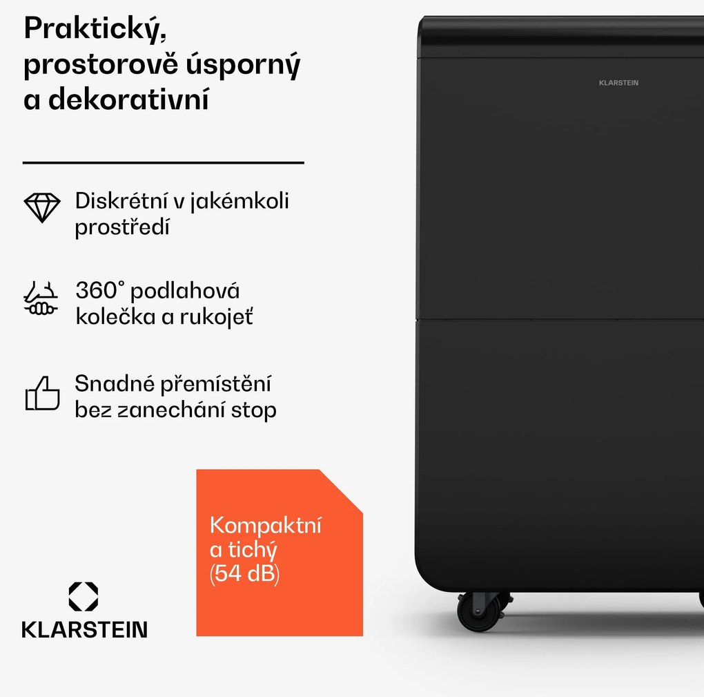 Klarstein DryFy Connect 70 odvlhčovač vzduchu, 70 l/den, do 140 m², WiFi, ovládání pomocí aplikace, 8 L nádrž na vodu
