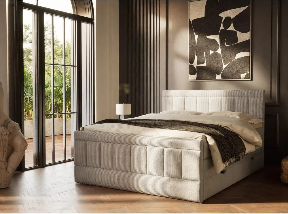 Šedá boxspring postel s úložným prostorem 180x200 cm Caya – Maison de Rêve