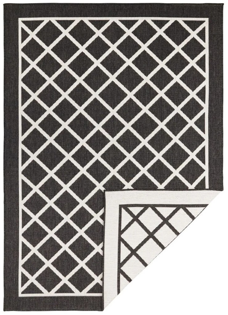 Hanse Home, Kusový koberec Twin Supreme 103425 Sydney black creme – na ven i na doma, 160x230, černá, chodba / předsíň