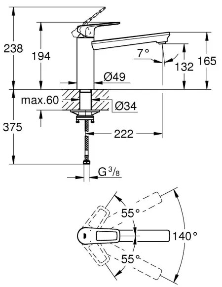 GROHE 31706000 - Dřezová baterie BAULOOP lesklý chrom