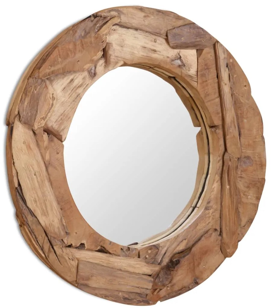 Dekorativní zrcadlo, kulaté, teak, 80 cm - Default Title