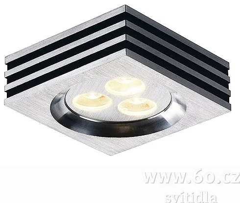 SLV 114772 Zebled Square 3, zápustné svítidlo, 3x1W PowerLED teple bílá, kartáč. hliník