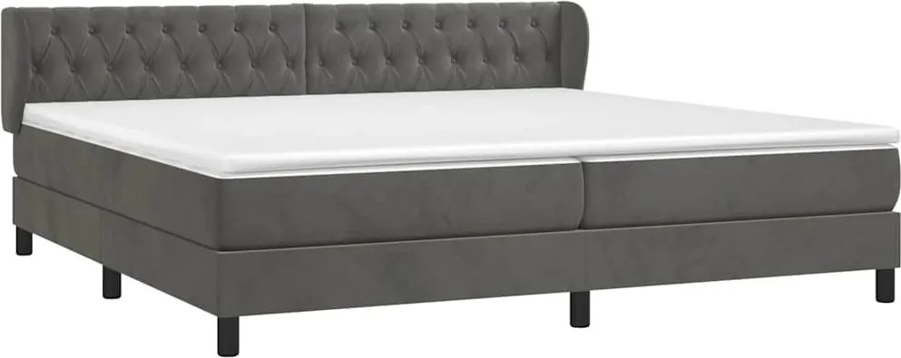 Box spring postel s matrací tmavě šedá 200x200 cm samet 3127692